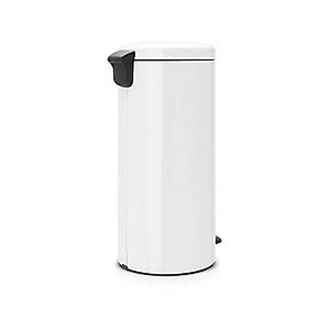Brabantia New Icon Step Trash Can (8 Gal / White) Soft Closing Kitchen Garbage/Recycling Can with Removable Bucket