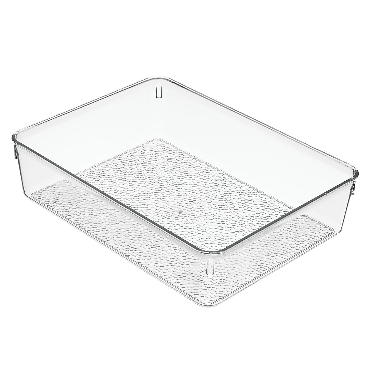 iDesign Rain Plastic Storage Organizer Bin, Container for Bathroom, Bedroom, Vanity, Kitchen Storage, 12" x 9" x 3", Clear,Clear