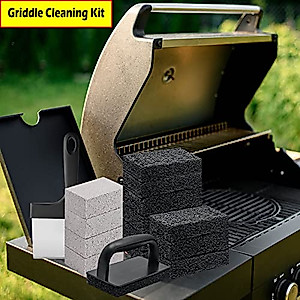 18 PCS Griddle Cleaning Kit for Blackstone, Flat Top Grill Cleaning Kit,Griddle Accessories with 1 Grill Scrapers, 1 Cleaning Handle, 10 Griddle Brush, 4 Grill Stone, 2 Pan Scrapers