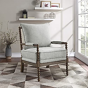 Home Square 2 Piece Linen Fabric Spindle Chair Set with Wood Frame in Smoke Gray