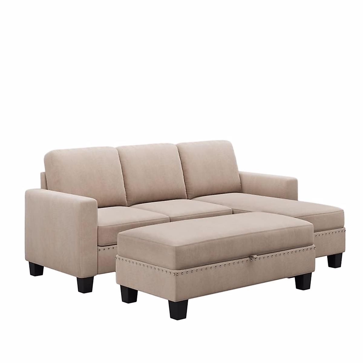 FANCUF 81" Reversible Sectional Couch with Storage Chaise L-Shaped Sofa Apartment Sectional Set 3 Pieces Sofa Set