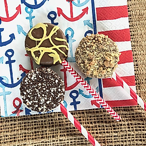 Red Stripe Paper Straws - Birthday Valentine 4th of July Party Supply - 7.75 Inches - 50 Pack - Outside the Box Papers Brand