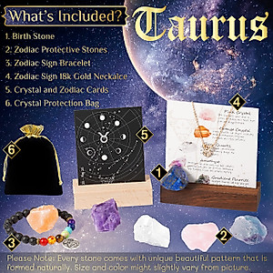 Hihealer Zodiac Gifts for Women, Spiritual Gifts, Zodiac Gifts, Astrology Gifts for Women, Horoscope Gifts with Birthstone, Healing Stone Gifts, Unique Birthday Gifts for Women