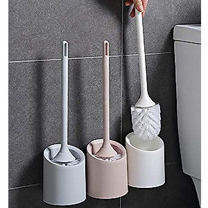 Floor Standing/Mounted Wall Toilet Brush,Deep Cleaner Bathroom Toilet Brush and Quick Drying Holder Set,for Home Hotel-White