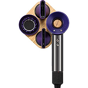 JUBECO Wood Wall Mount Holder for Dyson Hair Dryer, Wood + Metal Wall Bracket Frame for Dyson Supersonic Hair Dryer. (Bamboo)