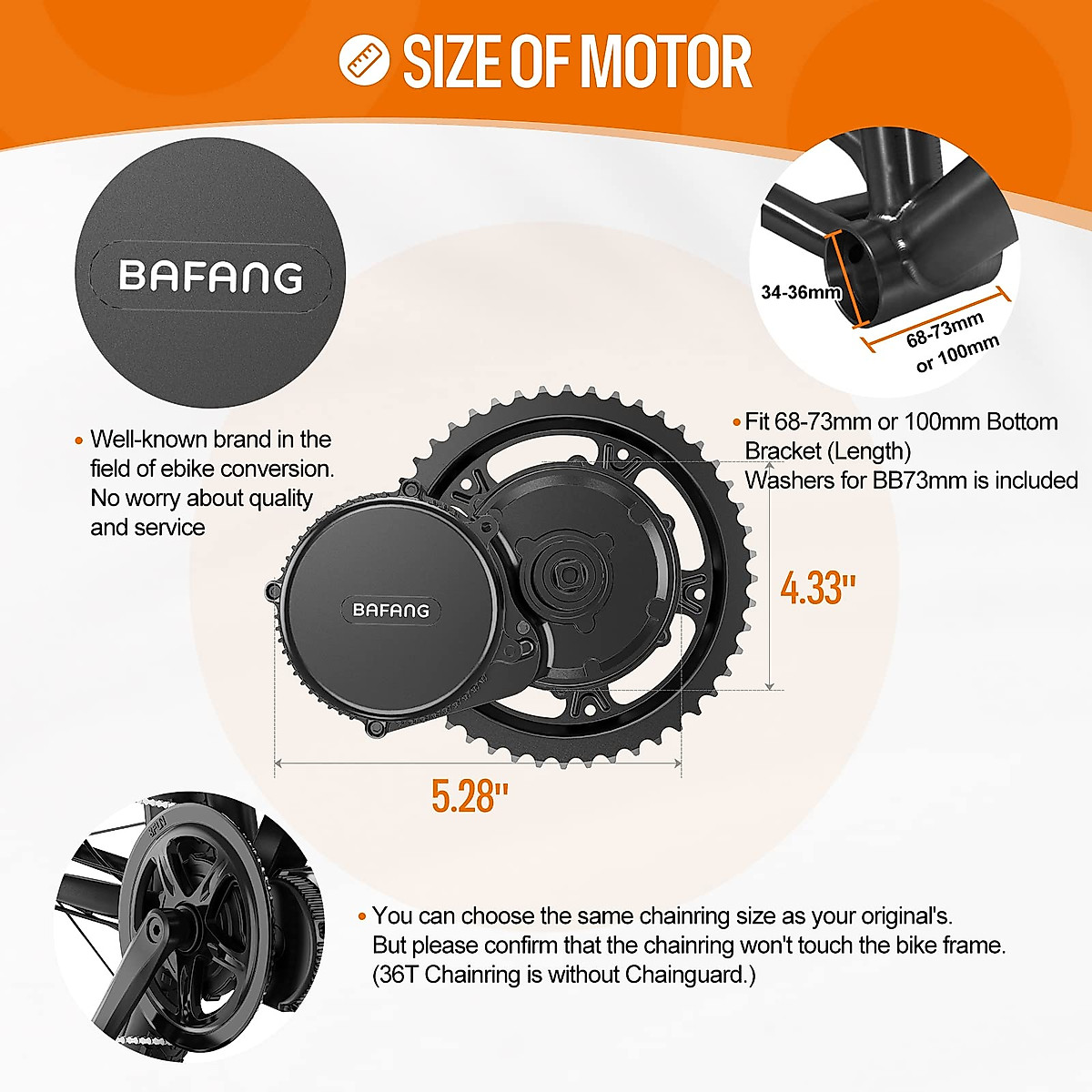 BAFANG BBS02B 48V 750W Ebike Conversion Kit : Mid Drive Electric Bike Motor with P860C Display & 44T Chainring for Mountain Bicycle Road Bicycles Commuter Bikes - NO Battery