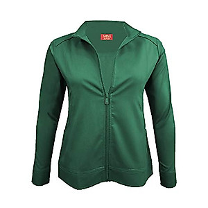 Natural Uniforms M&M Scrubs Women's Ultra Soft Front Zip Warm-Up Scrub Jacket (Medium, Hunter Green)