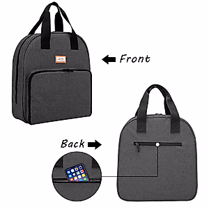 CURMIO Embroidery Bag, Portable Embroidery Project Storage for Embroidery Hoops, Floss, and Cross Stitch Supplies, Bag ONLY, Black (Patented Design)