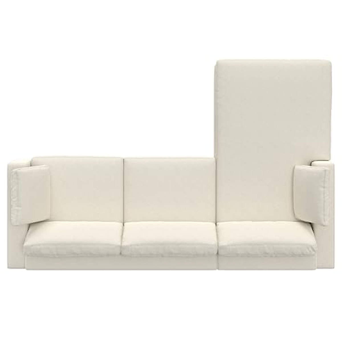 SIMPLIHOME Charlie Left-Facing Sectional Sofa in 100% Recycled Polyester Tightly Woven Performance Fabric, Cream, 122-inches Wide, Handcrafted Contemporary Style L-Shaped Couch with Chaise