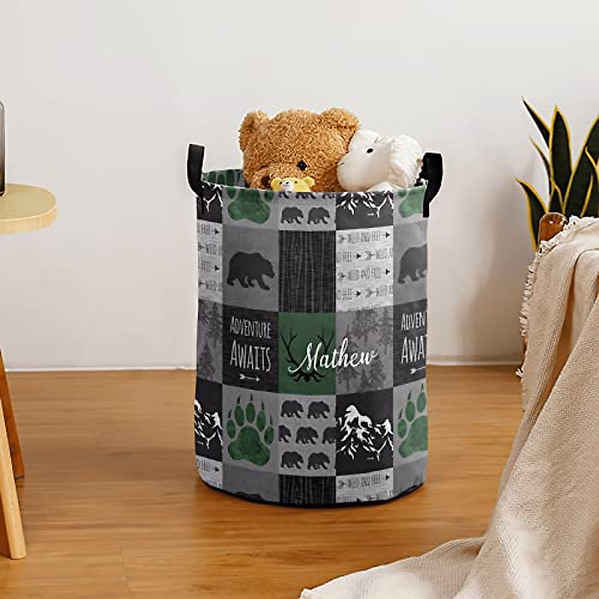 Adventure Bears Personalized Laundry Basket ,Custom Foldable Storage Bins Laundry Hamper for Nursery Pet Toys Clothes