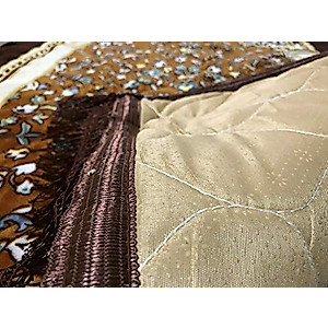 Eid Gift Premium Luxury Ultra-Soft Prayer Rug Seccade Sajjada Soft for Knees Ankles Prayer Carpet Mat with Non-Slip underlayment Free Bag + Free Prayer Beads Tasbih Rug Size 47"x31" (Brown)