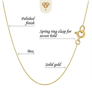 The Diamond Deal 14K Yellow or White or Rose/Pink Gold 0.60mm Shiny Classic Box Necklace Chain For Pendants and Charms for Women and Girls with Spring Ring Clasp (17" And white-gold)