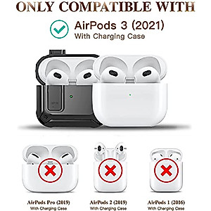 Airpods 3rd Generation Case Men Lock with Cleaning Kit, GARTOO Protective Cover with Cleaning Pen Compatible with Airpod 3rd Gen Case, Shockproof Rugged Shell for Air Pods 3 2021 Charging Case, Black