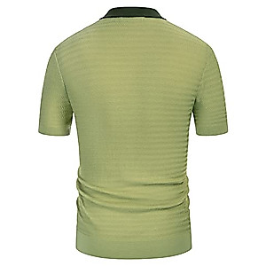 Mens 70s Shirt Short Sleeve Retro Shirts Vintage Stripe 50s Polo Tee Shirts