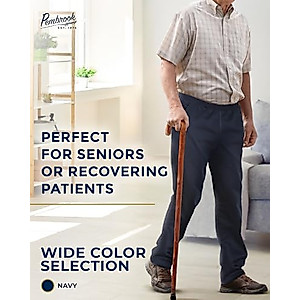 Pembrook Mens Elastic Waist Pants for Seniors | Navy Mens Elastic Waist Dress Pants | Loose Fit Adaptive Pull on Jeans for Men