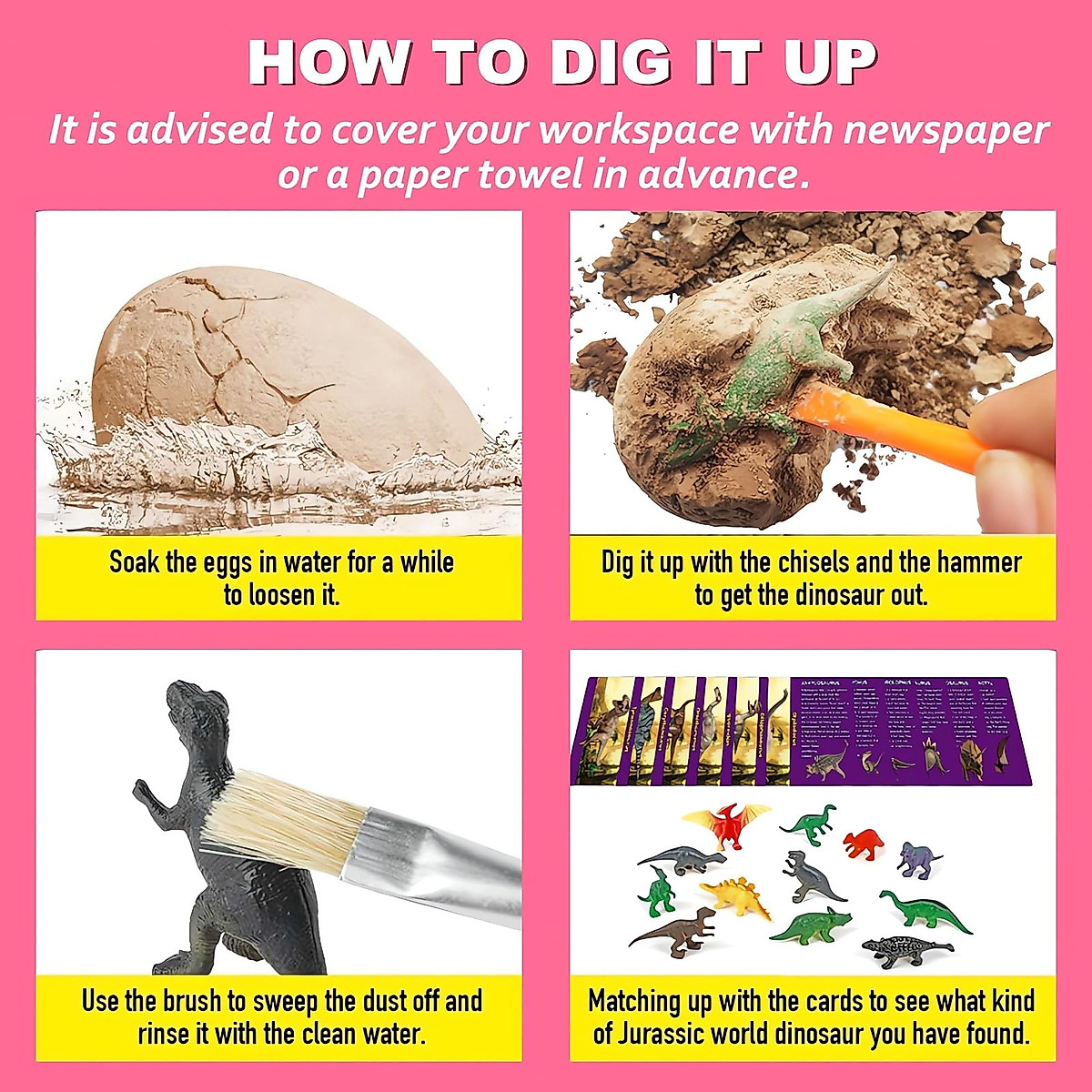 Dino Eggs Dig Kit, 12 Pack Dinosaur Eggs Excavation Science Experiments Kits for Kids 4-12, Easter Basket / Stocking Stuffers, Toys for 3+ 4 5 6 7 8 9 10 Year Old Boys Girl