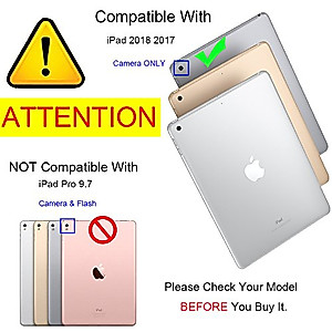 RUBAN Case Compatible with iPad (9.7-Inch, 2018/2017 Model) - Ultra Slim Lightweight Smart Shell Standing Cover with Auto Wake/Sleep Feature, (Black)