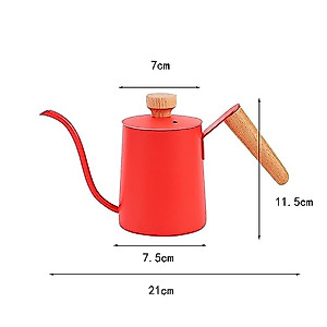 MagiDeal Coffee Tea Pot Gooseneck Kettle, Stainless Steel Long Narrow Spout Drip Coffee Kettle, Pour over Coffee Kettle for Cafe, Bar, Barista Gift, red