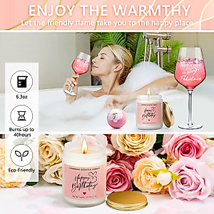 Birthday Gifts for Women, Happy Birthday Gift Basket for Women Gift Set for Best Friends Female Women Sister Mom Wife Coworker Bestie Birthday Decorations with Candles Tiara Sash, Rose