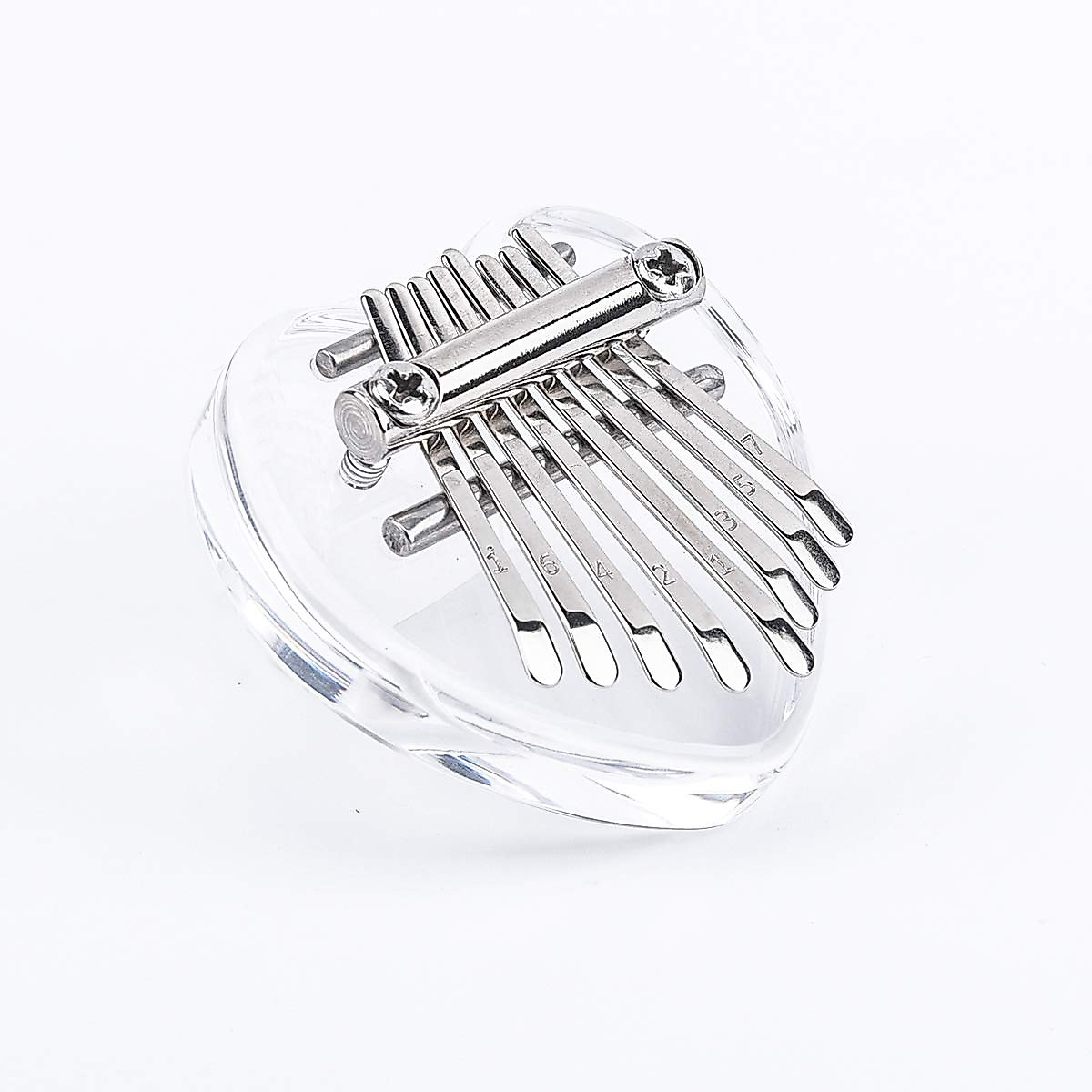 TREELF Acrylic Thumb Piano Crystal Transparent Kalimba Instrument 8 Keys Mini Thumb Piano (Heart-shaped)