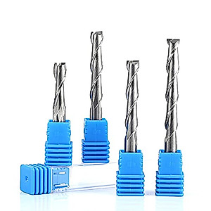 CNC Carbide End Mills 1/8" Router Bits Sprial CNC Router Bits Two Flute 3.175mm Spiral Upcut Milling Cutter for Wood PVC MDF Hardwood 10pcs (3.175x25x45mm)