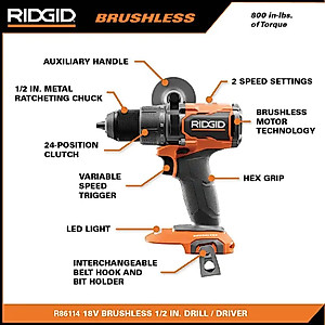 18V Brushless Cordless 1/2 in. Drill/Driver (Tool Only)