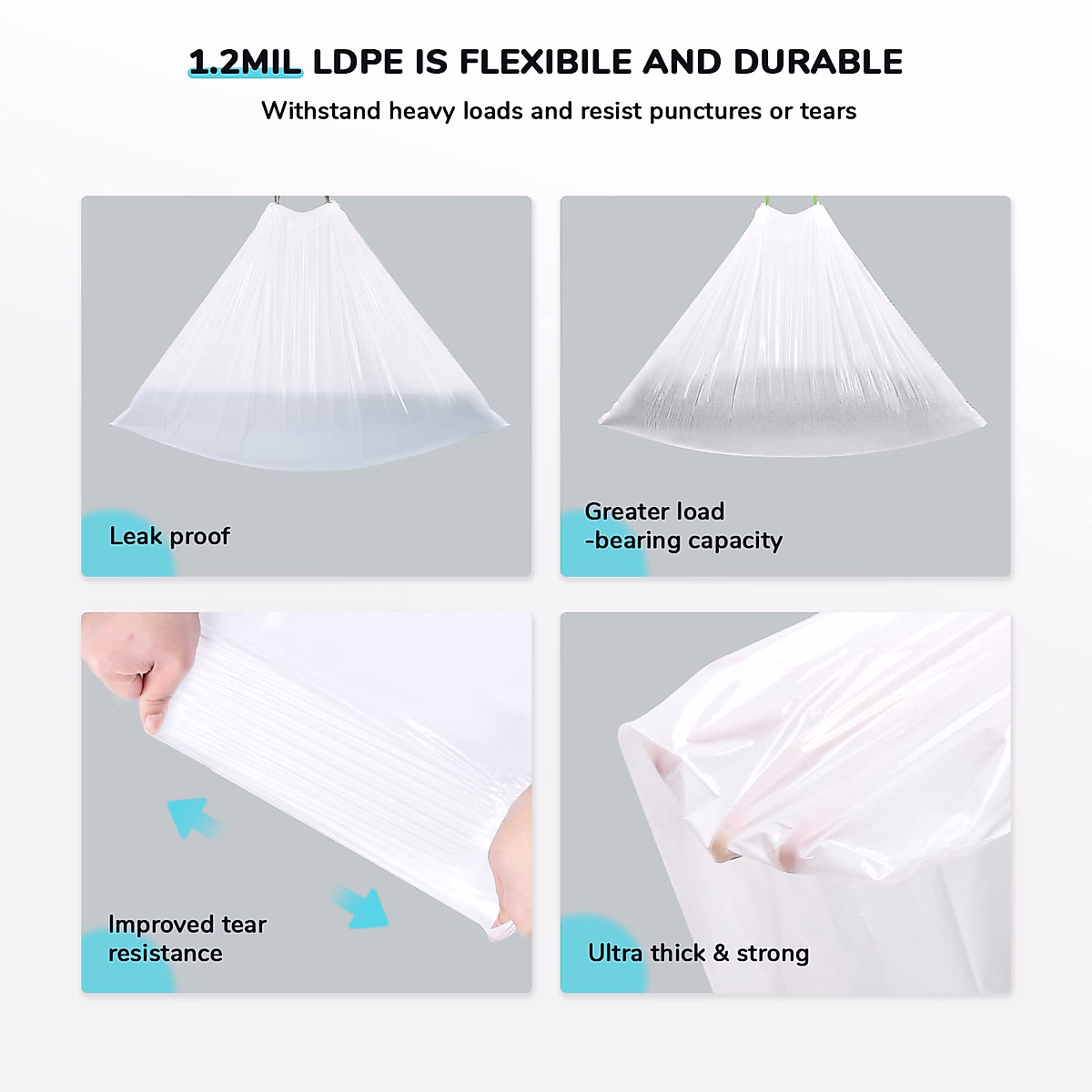 Bilibara 65 Count Drawstring Litter Box Liner Bags for Auto Self-Cleaning Litter Box, Extra Thick Leak Proof Cat Litter Replacement Waste Bags, Unscented, 18.1"W x 15.7"H, 3.5 Gal