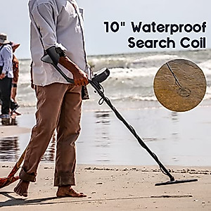 Professional Metal Detector for Adults, High Sensitivity Gold Detector with Waterproof Coil, Gold Finder with LCD Display, Pinpoint 5 Modes, Gifts for Men 10" Coil