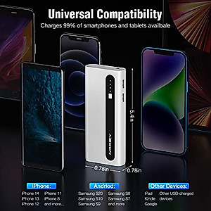 Aibocn Power Bank 10,000mAh Phone Portable Charger with Flashlight (White+Black)