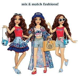 Disney ily 4EVER Dolls Disney 100 - Stitch 11.5" Tall with 13 Points of Articulation, Two Complete Mix-and-Match Outfits and Glittery Mickey Ring for You!