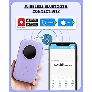 Phomemo D30 Label Maker Machine with 1 White Tape 0.47" and 3 Tape 0.47" Stationery Pattern, Portable Bluetooth Label Printer, Small Smart Phone Handheld Sticker Mini Labeler