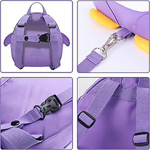 JIANBAO Penguin Toddler Backpacks with Leashes Anti Lost Wrist Link for 1.5 to 3 Years Kids Girls Boys Safety (Penguin, Purple)