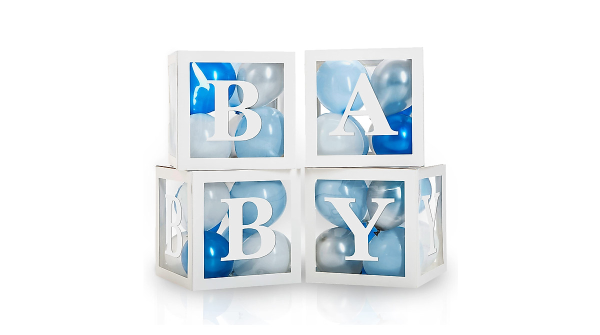 Baby Shower Decorations with Baby Boxes & Balloons - Vellax 44 pcs