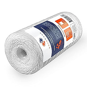 Aquaboon 5 Micron 10" x 4.5" String Wound Sediment Water Filter Cartridge | Whole House Sediment Filtration | Compatible with 84637, WPX5BB97P, PC10, 355214-45, 355215-45, WP10BB97P WP5BB97P 6-Pack