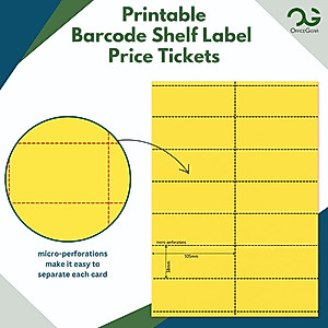 OfficeGear Yellow Shelf Edge Labels 14-up [25 Sheets - 350 Pack] 38x105mm Printable A4 Perforated Labels for Retail Barcodes, Price Stickers, Point of Sale, POS, Shelf Promotions Incl Template