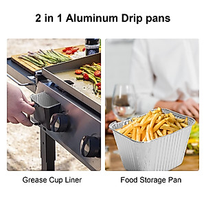 BMMXBI 10-Pack Grill Grease Cup Liners for Pit Boss 2/3/4 Burner Gas Griddles Disposable Aluminum Pans Liners Compatible with Country Smoker 4 B and Blue Rhino Razor GGC1643M GGC1643L GGC2241L Grill