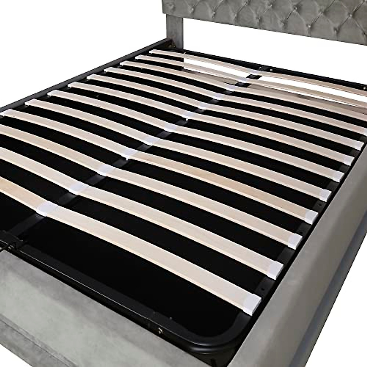 OPTOUGH Queen Size Storage Upholstered Platform Bed Frame with Adjustable Tufted Headboard and LED Light, Gray