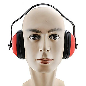 Ear Muff for Indoor Outdoor,Foldable Noise Reduction Ear Defender for Hearing Protection,Adjustable NRR 26dB(Red+Black)