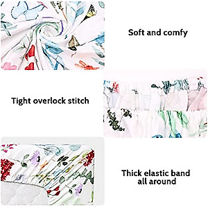 Baby Fitted Crib Sheet Soft and Breathable Polyester for Standard Crib and Toddler Mattresses, White Watercolor Floral, for Boys and Girls