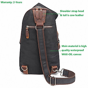 AOTIAN Unisex Sling Backpack Waxed Canvas Crossbody Bag Daypack 10 Liters, Height 14.5 Inches