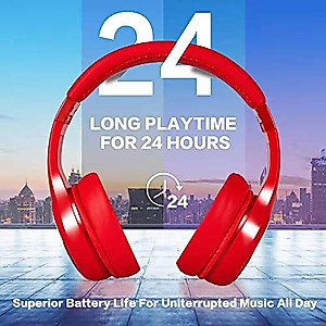 Motorola Escape 220 Passive Noise Canceling Headphones | Bluetooth Headphones with Microphone | Wireless Headphones with 24 Hour Battery Life | Voice Assistant Compatible Headphones (Red)