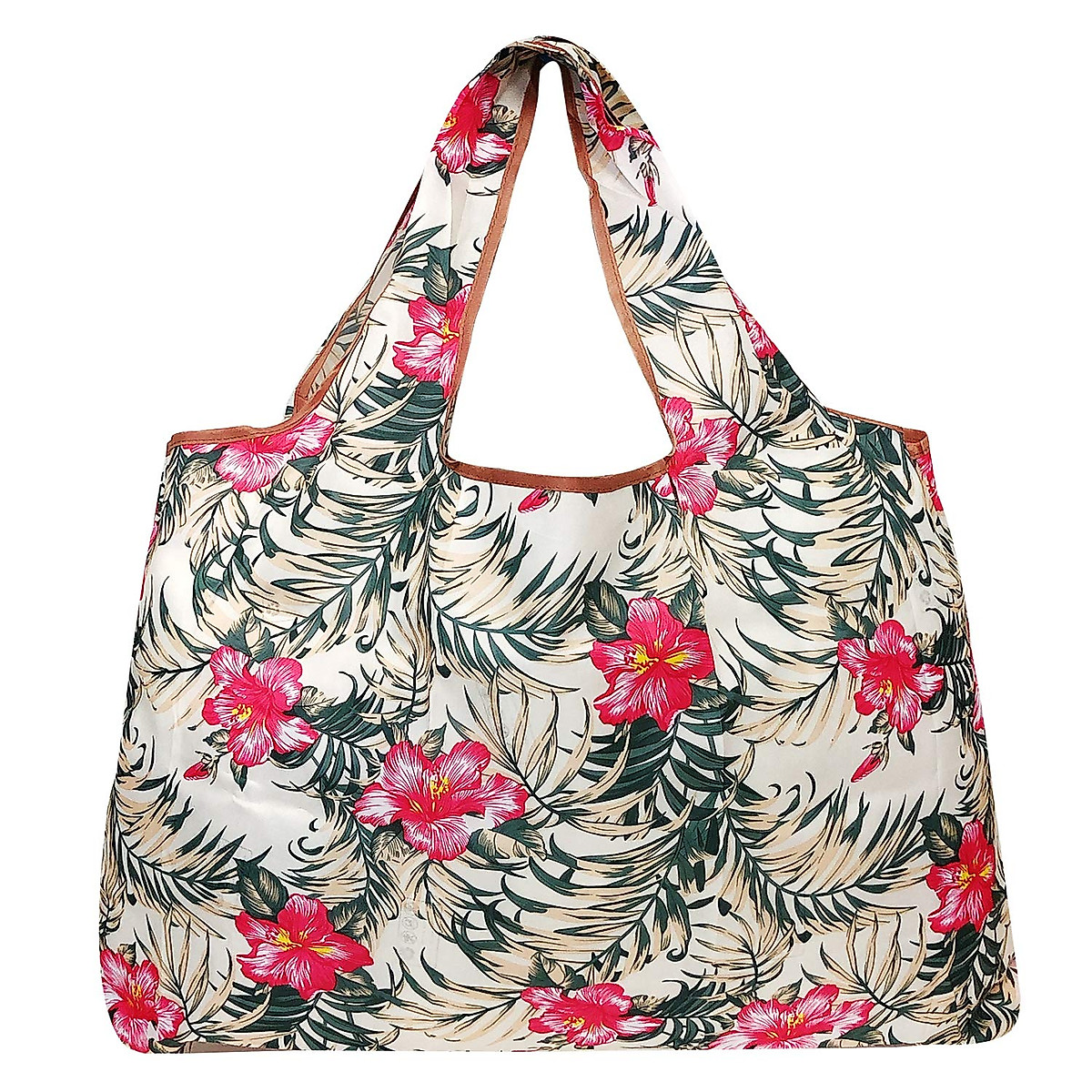 Bowbear Foldable Nylon Reusable Shopping Grocery Bag (Set of 3), Butterflies & Hibiscus