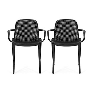 Christopher Knight Home Yanira Outdoor Dining Chair (Set of 2), Black