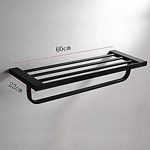 OMOONS Bathroom Shelf, Stainless Steel Towel Rack with Double Towel Shelf, Wall-Mounted Shower Shelf Organizer