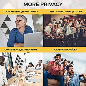 12 Pack Sound Proof Foam Panels in Black and White Beveled Edge | New High Density Triangle Sound Dampening Panels with 3M Tape for Studio, Home & Office | Soundproof Foam Acoustic Panels (Black/Gray)