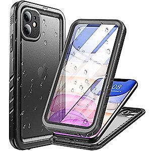 Cozycase Compatible with Waterproof iPhone 11 case, Built-in Screen Protector, Full-Body Rugged Bumper Sealed Case Cover, Shockproof Dustproof Waterproof Case for iPhone 11 6.1 inch (Black)