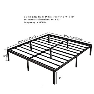 Homdock Cal King Size Bed Frame-16 Inch Metal Platform Mattress Foundation/Sturdy Strong Steel Structure 3500 lbs Heavy Duty/Noise Free/None Slip/No Box Spring Needed/Black Finish