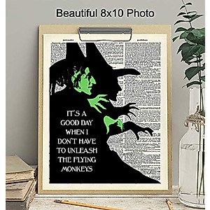 Funny Wizard of Oz Dictionary Art - 8x10 Wicked Witch Wall Decor, Home Decoration, Apartment or Office Poster- Cool Unique Gift for Mom, Boss, Manager - Unframed Picture, Photo, Print