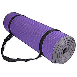 Signature Fitness All-Purpose 2/5-Inch (10mm) Extra Thick High Density Anti-Slip Exercise Pilates Yoga Mat with Carrying Strap Purple