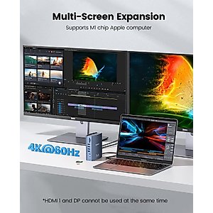 ORICO MacBook Docking Station for MacBook Pro M1, Mac, Window, 15 in 1 USB C Triple Display Docking Station with Dual Moniter 4K HDM, 8 USB Ports, Display Port, 100W PD, RJ45, 3.5mm Audio, TF/SD